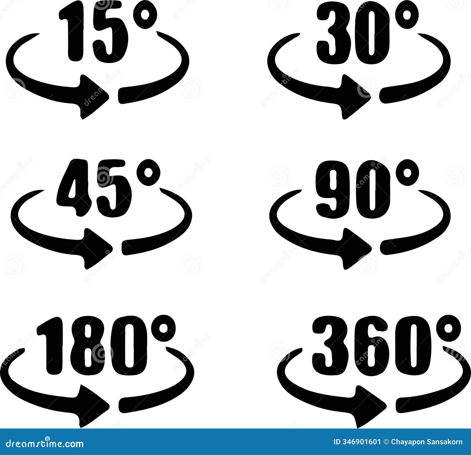 Angles 45, 90, 180 And 360 Degrees Vector Icons Set | CartoonDealer.com ...