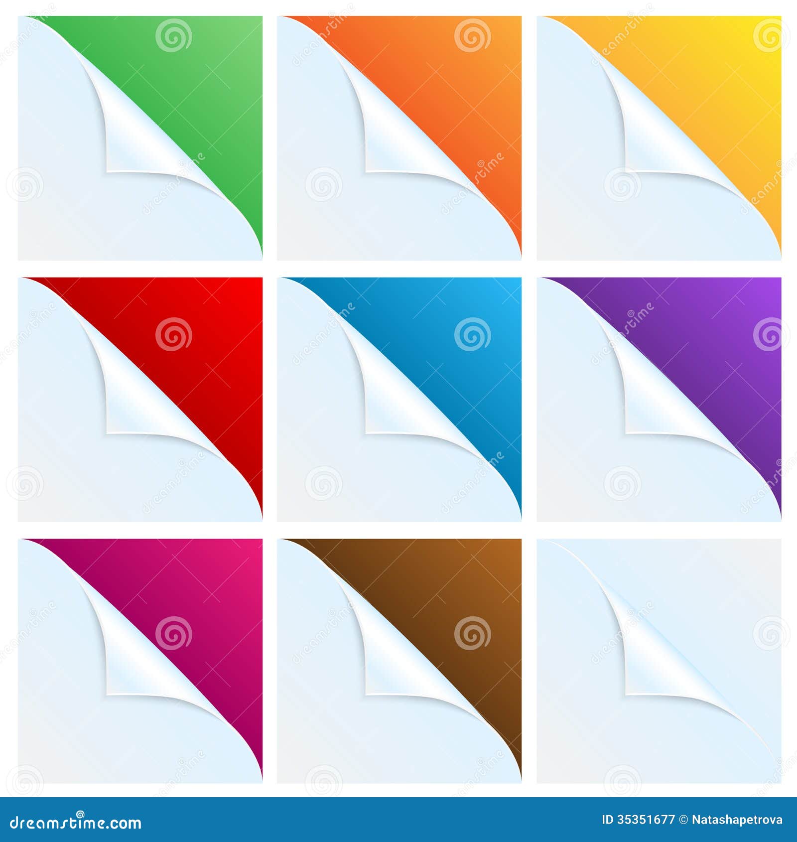 Set of Angles of White Paper with a Colored Backgr Stock Vector ...