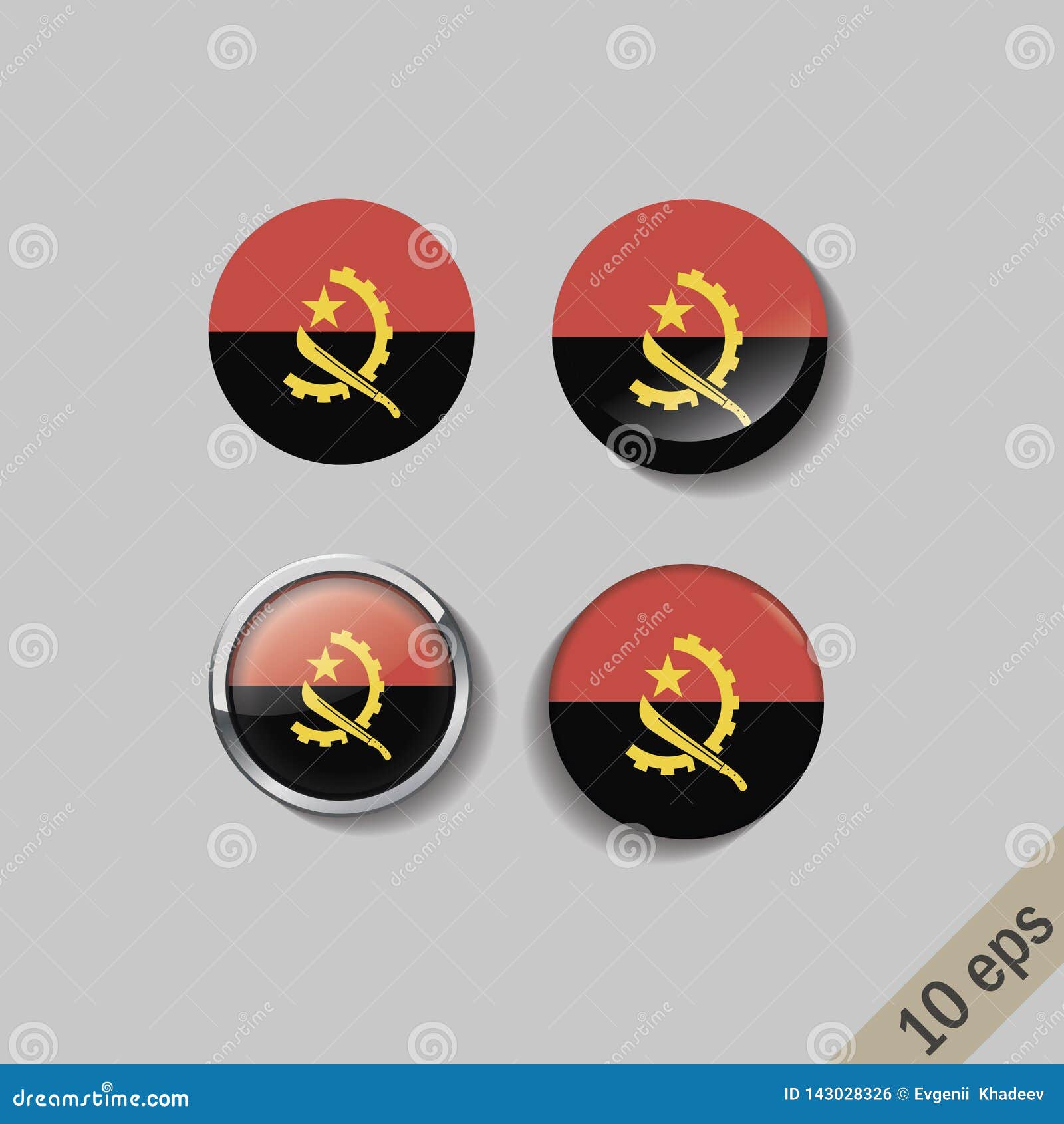 Set of ANGOLA Flags Round Badges Stock Illustration - Illustration of ...