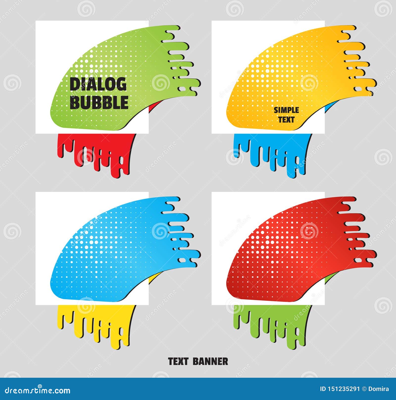 Set of Angular Text Banner in Form of Brush Dab. Flat Style Stock ...