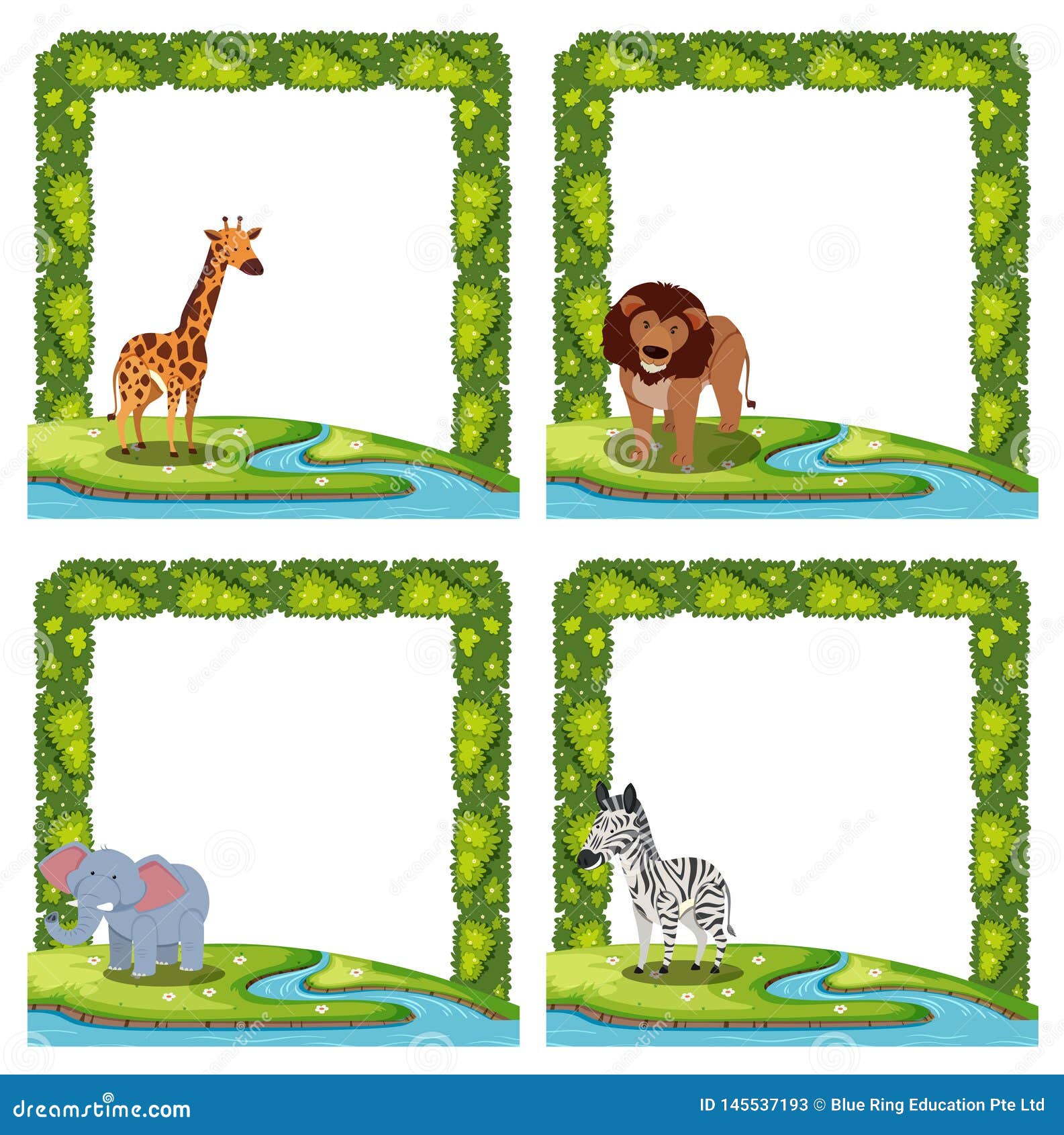 Set of animal border stock vector. Illustration of clip - 145537193