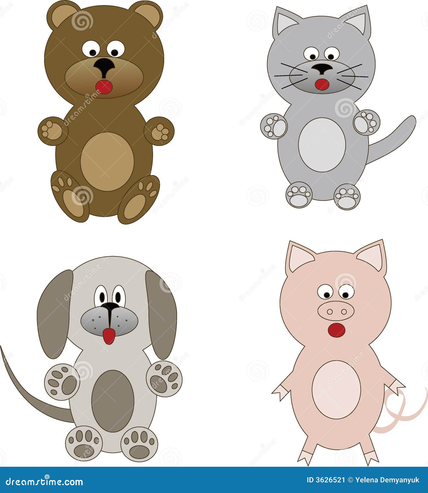 Set of animal cartoons stock vector. Illustration of friendly - 3626521