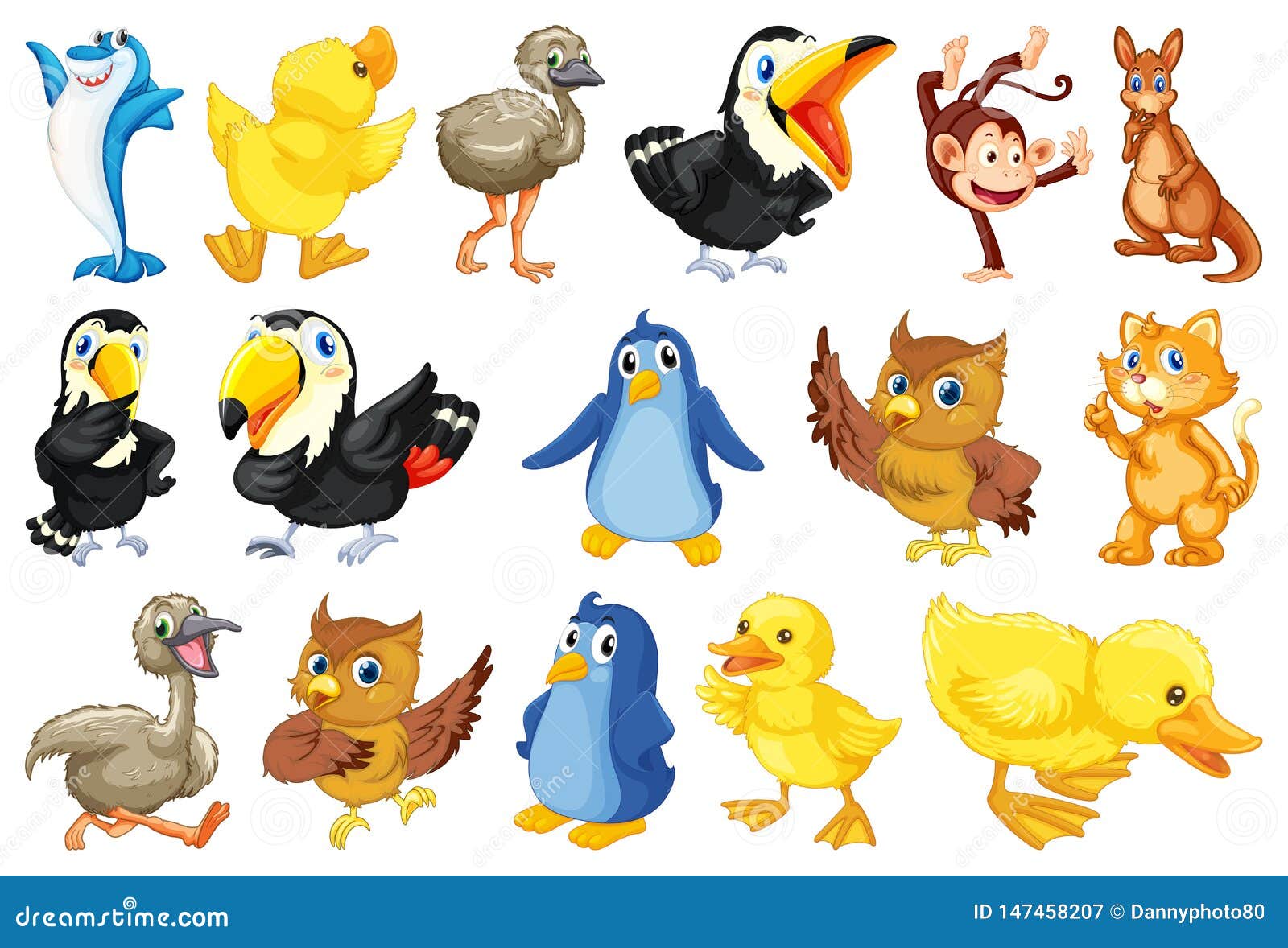 Set of animal character stock vector. Illustration of clip - 147458207