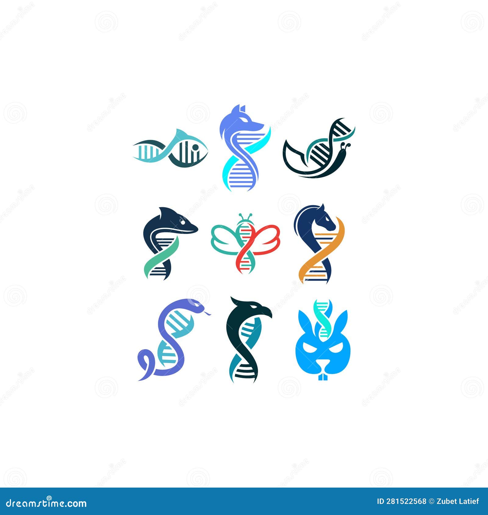 Set Animal DNA Logo Template Vector Symbol Icon Logo Stock Vector ...