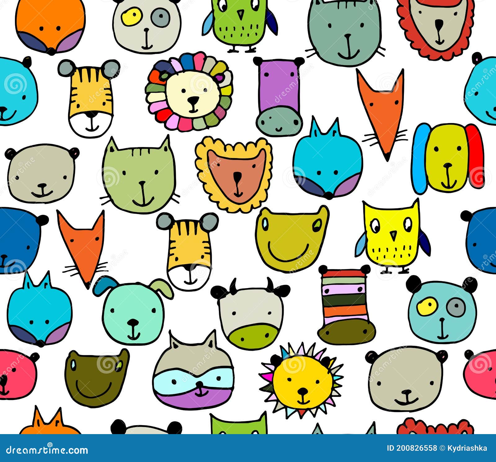 Set of Animal Faces, Sketch for Your Design Stock Vector - Illustration ...