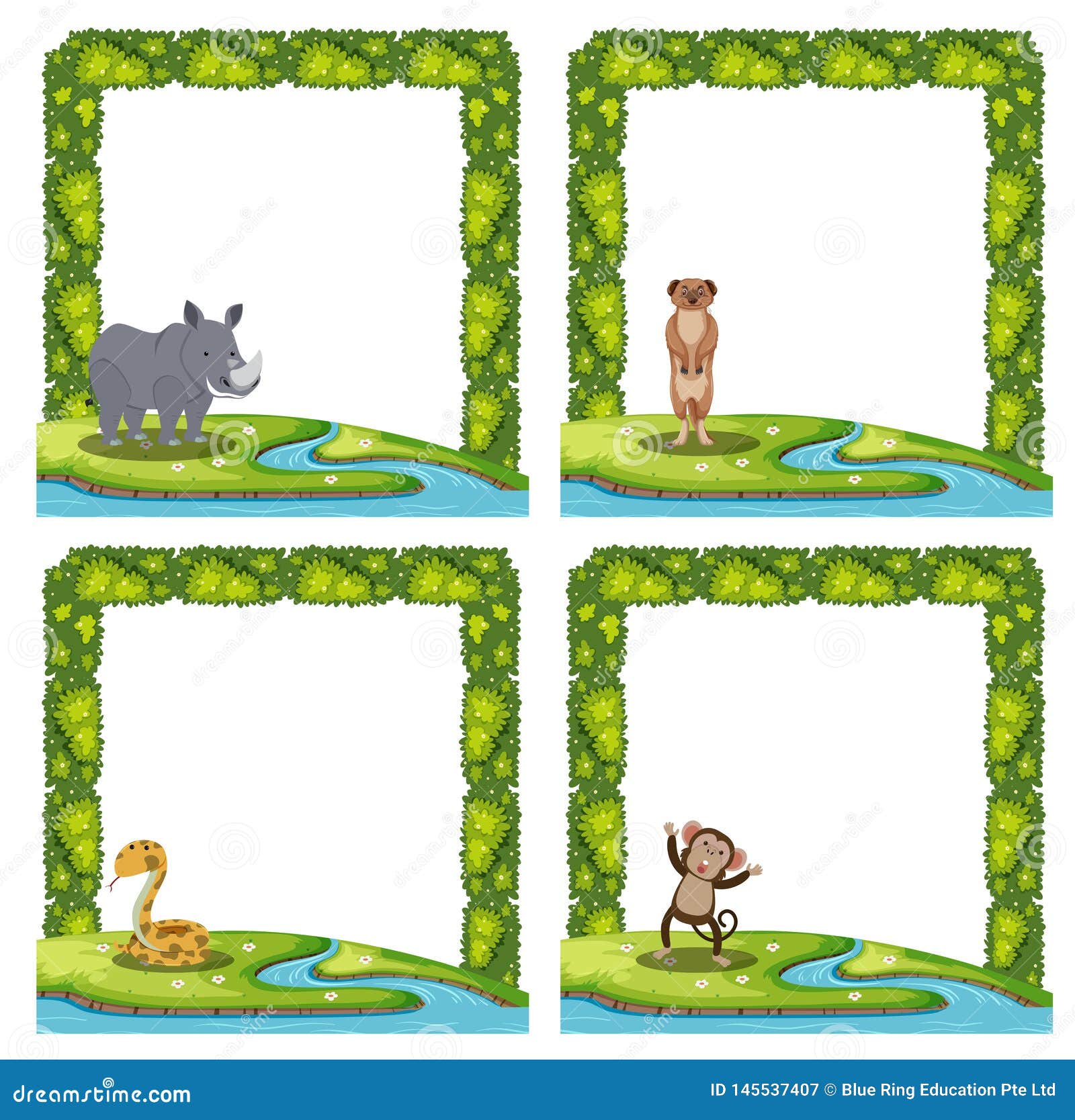 Set of animal frame stock vector. Illustration of nature - 145537407