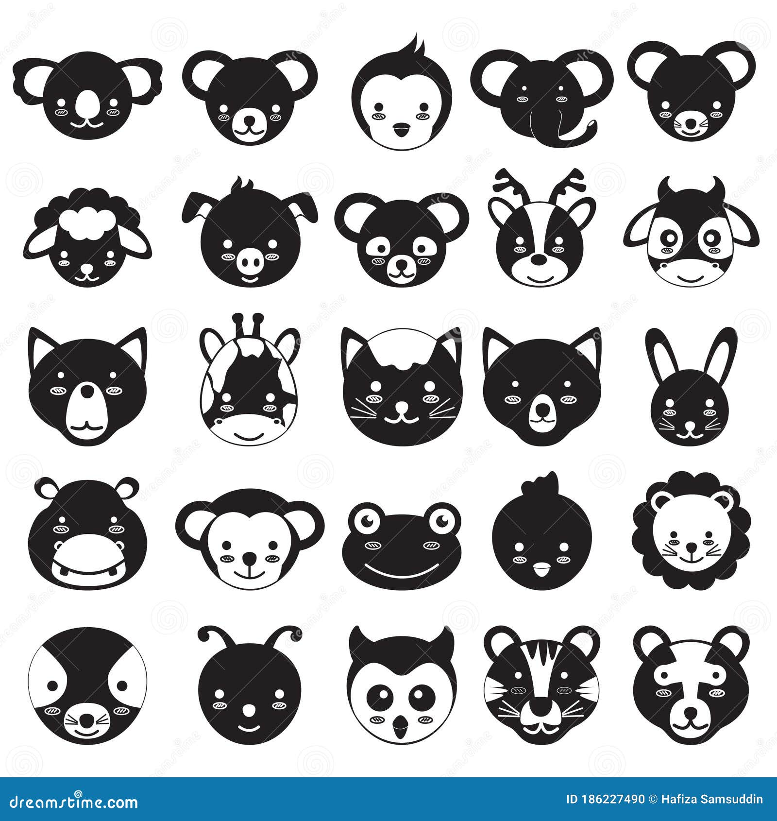 Set of Animal Heads. Vector Illustration Decorative Design Stock Vector ...