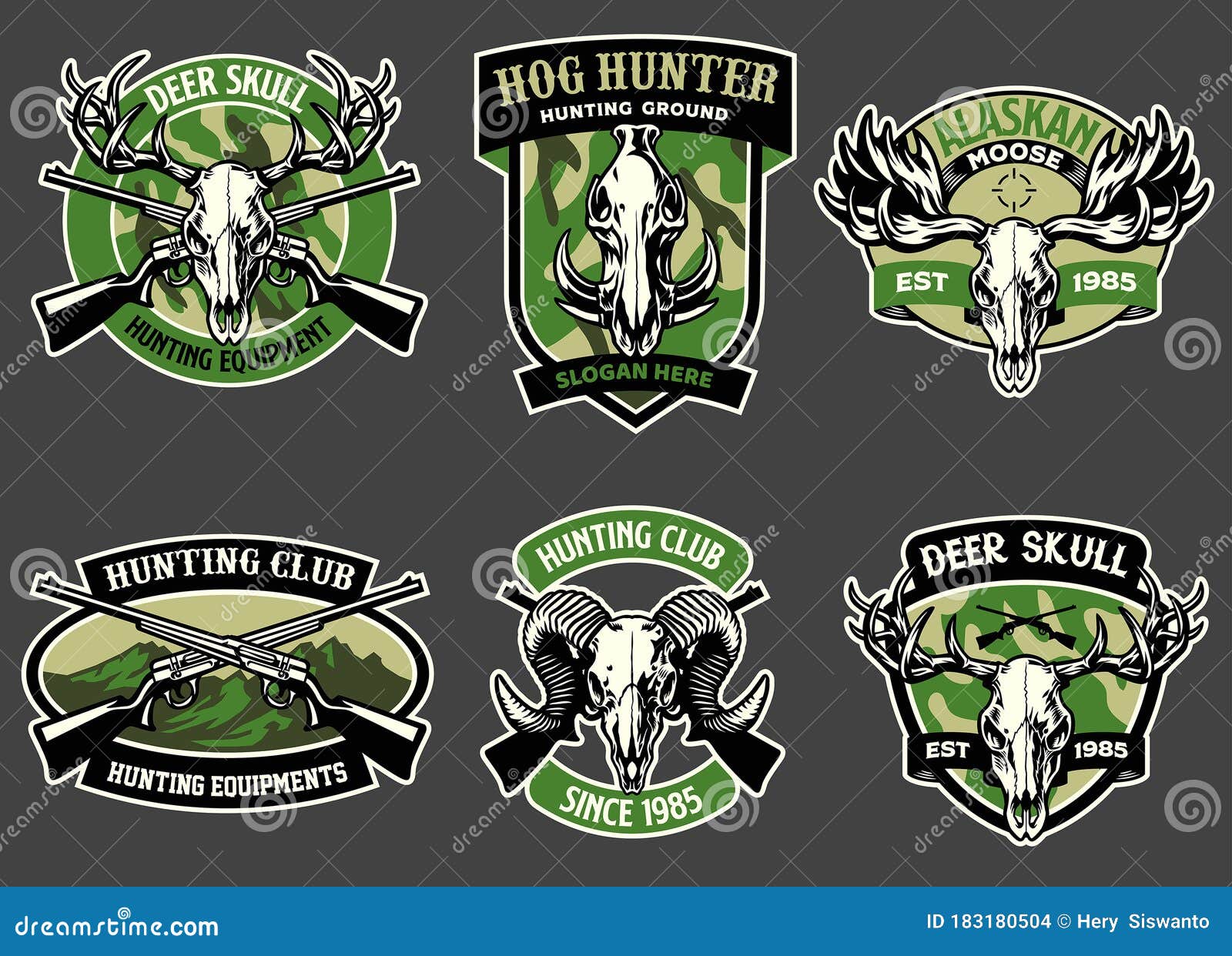 Set Animal Hunting Badge Collection Stock Vector - Illustration of ...