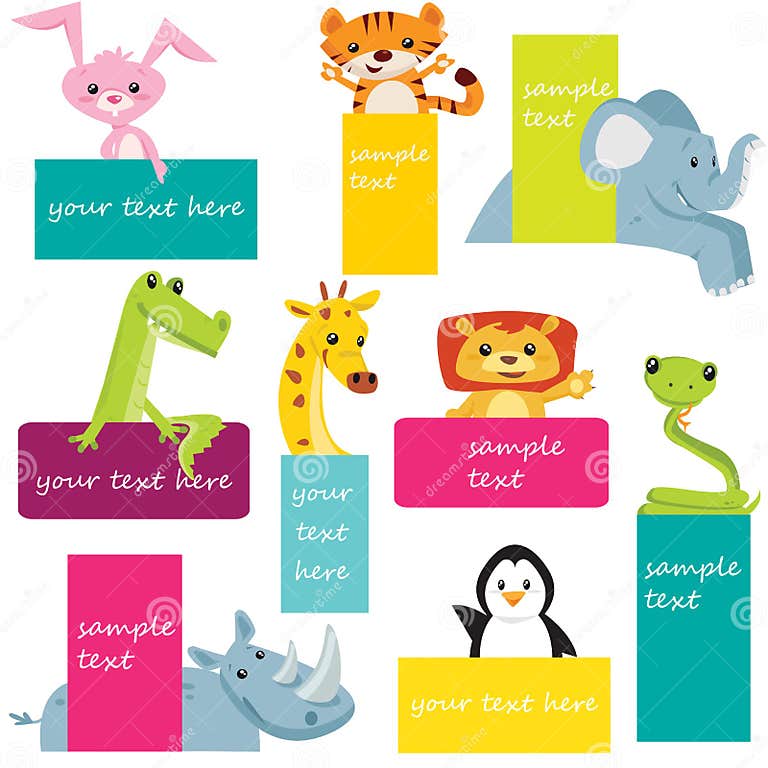 Set of animal labels stock vector. Illustration of celebrations - 25064932