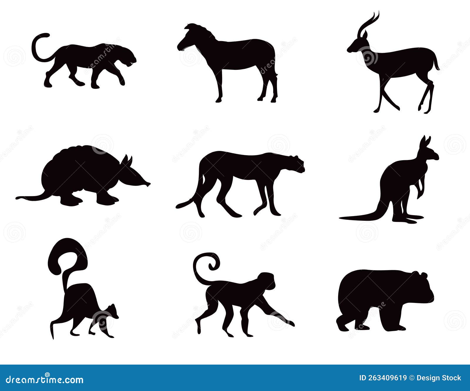 Set Animal Silhouettes Stock Vector Silhouettes | CartoonDealer.com ...