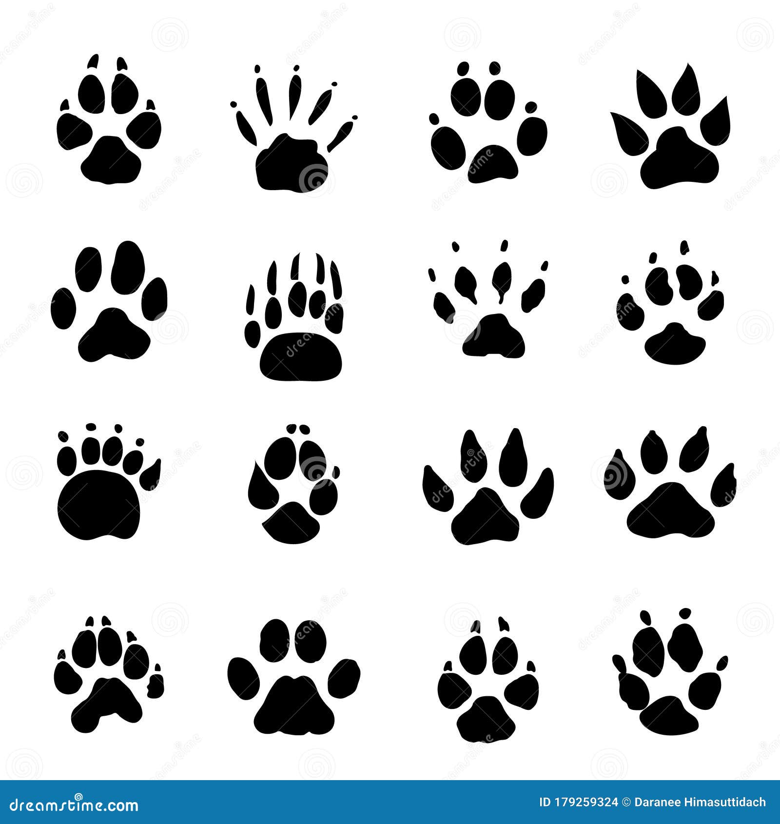 Set of Animal Spoor Footprints Element Icon Vector Illustration. Stock ...