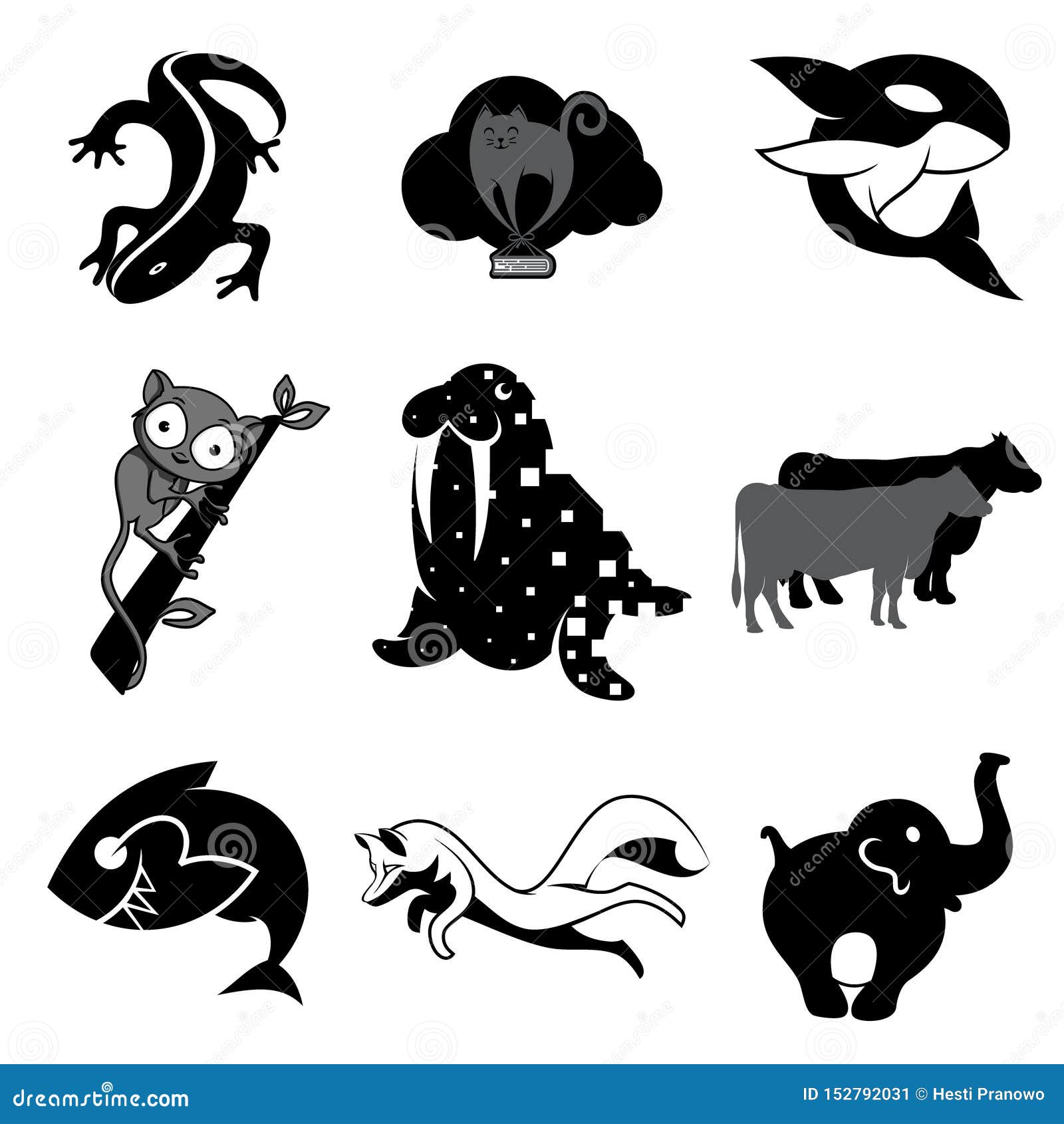 Set of Animal Vector Icon Symbol for Element Design on the White ...