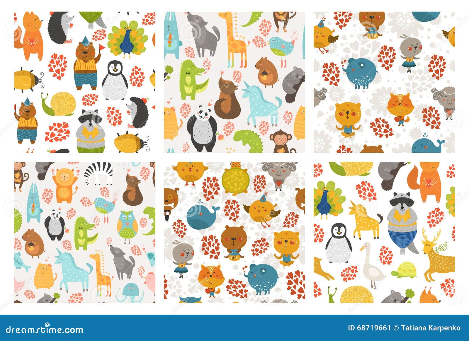 Set of animals backgrounds stock vector. Illustration of colors - 68719661