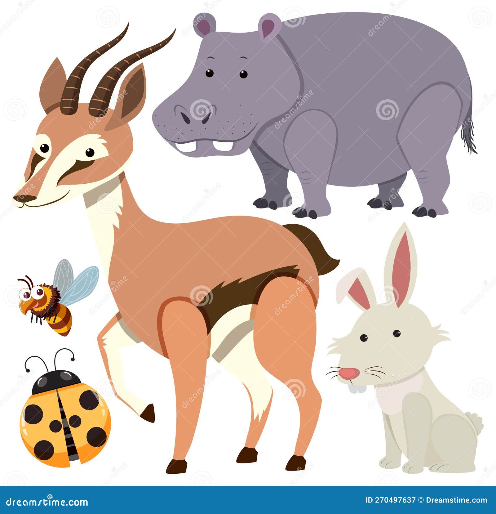 Set of Animals Cartoon Simple Style Stock Vector - Illustration of ...