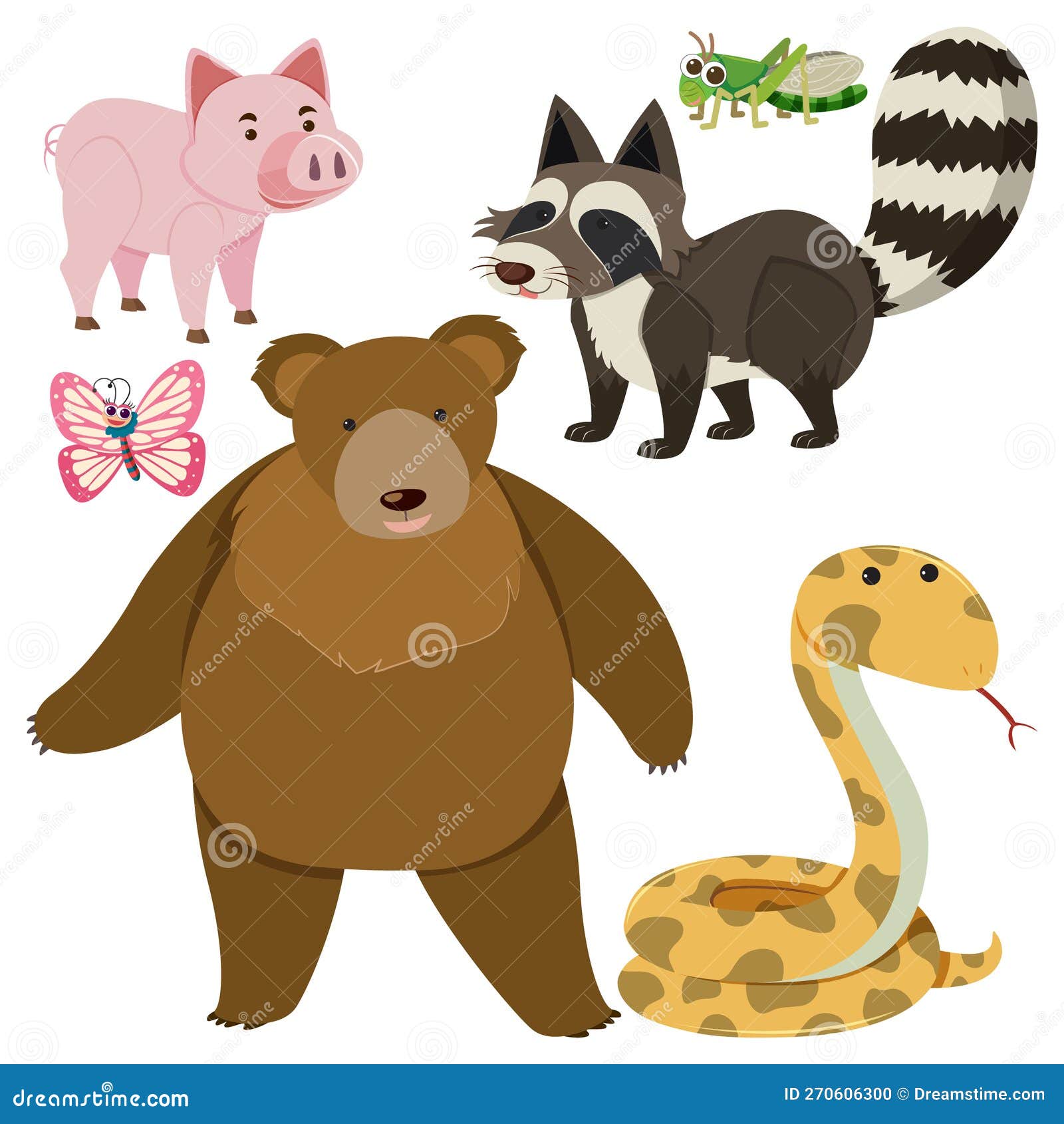 Set of Animals Cartoon Simple Style Stock Vector - Illustration of ...