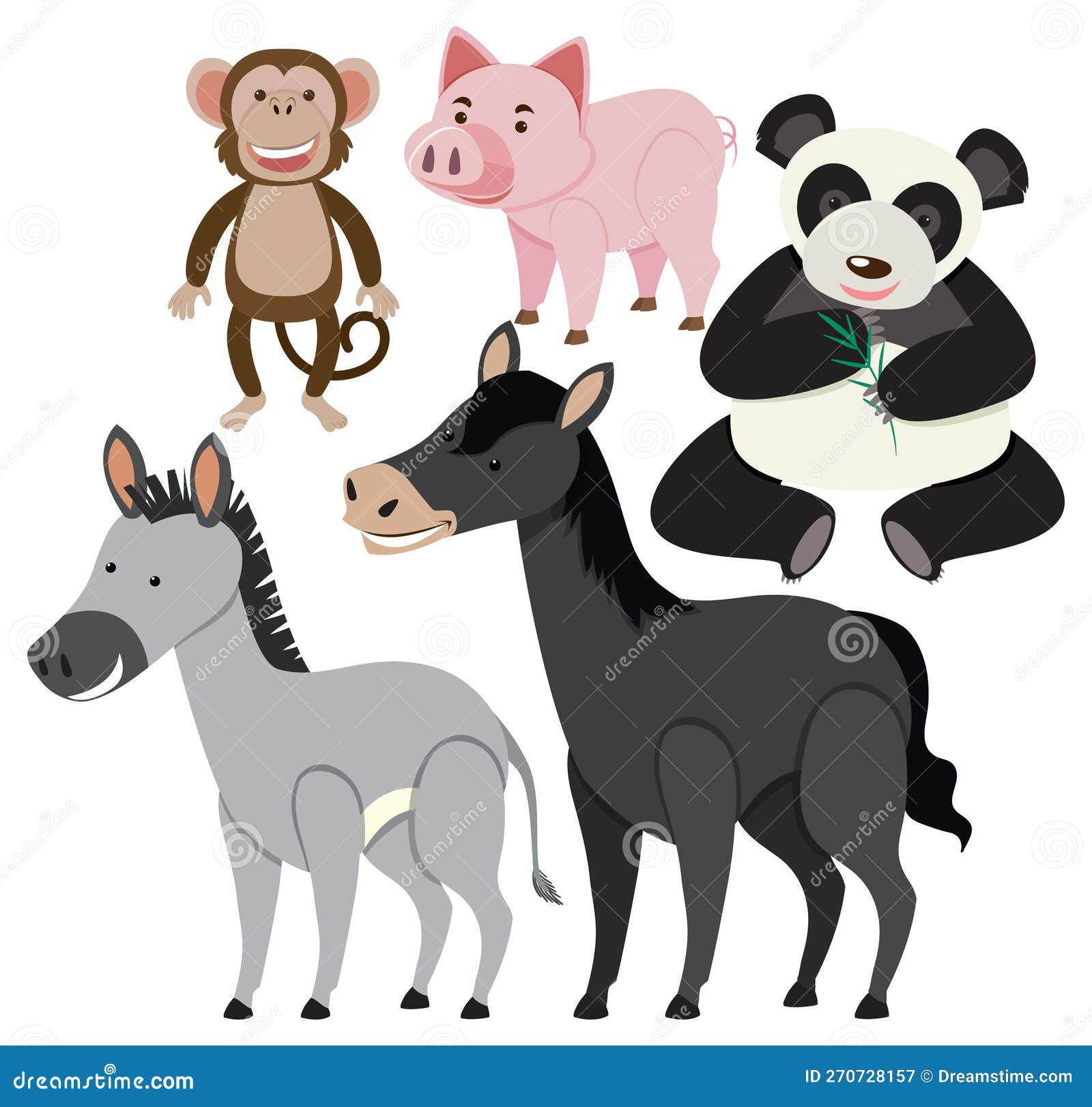 Set of Animals Cartoon Simple Style Stock Vector - Illustration of cute ...