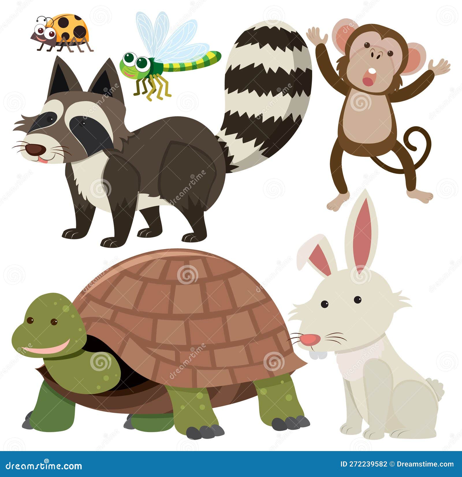 Set of Animals Cartoon Simple Style Stock Vector - Illustration of ...