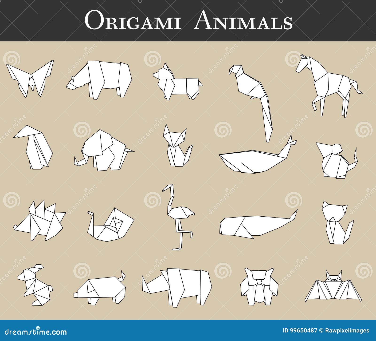 Animals Origami Vector Craft Illustration | CartoonDealer.com #99650429