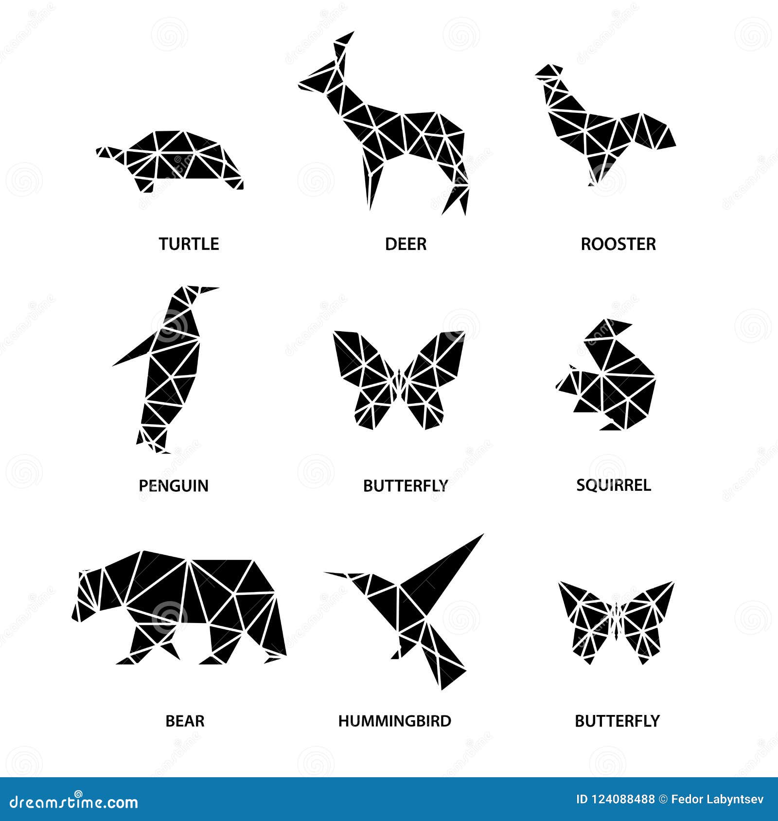 Set of Animals from Polygons. Stock Vector - Illustration of poly ...