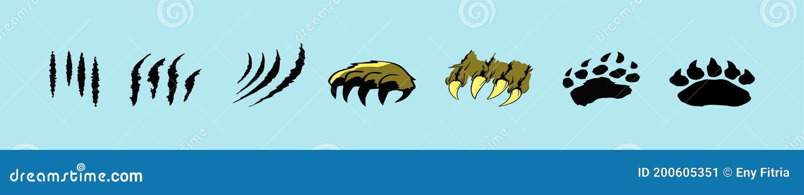 Set of Animals Scratch Mark Cartoon Icon Design Template with Various ...