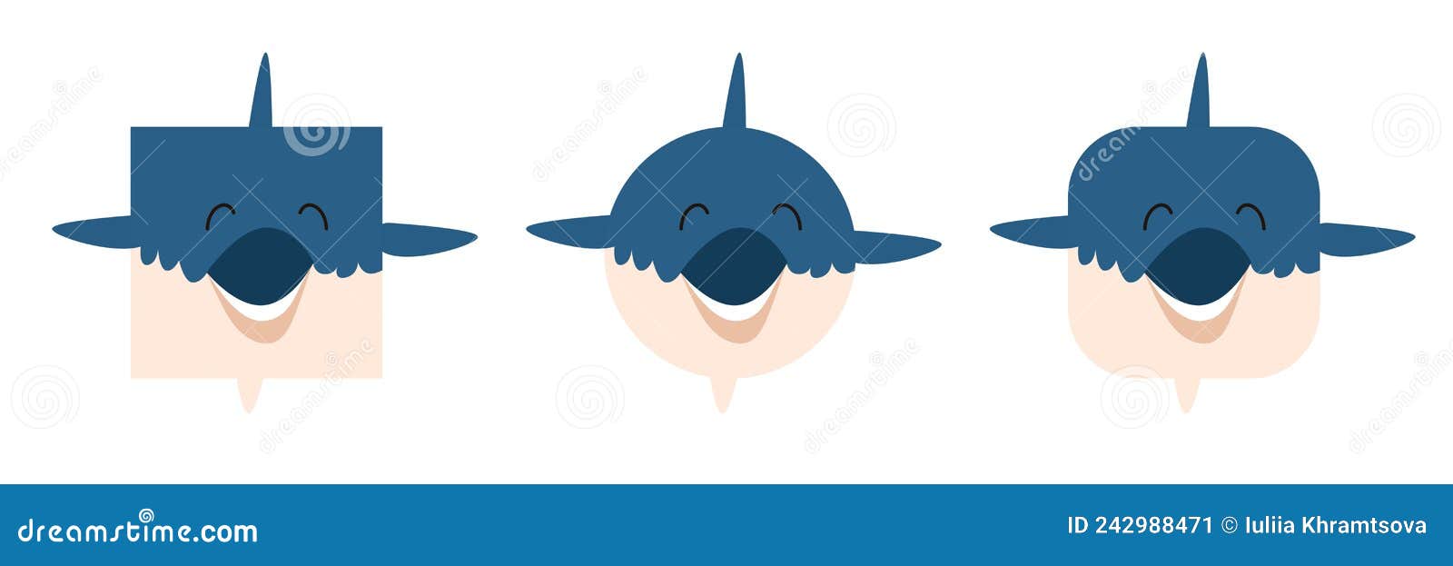 A Set of Animals of Square and Round Shape. Vector Illustration of a ...