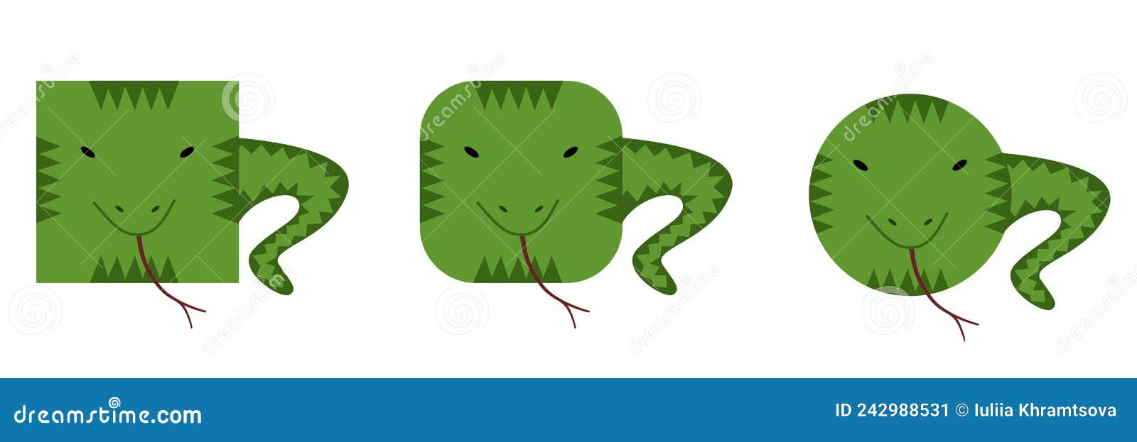 A Set of Animals of Square and Round Shape. Vector Illustration of a ...