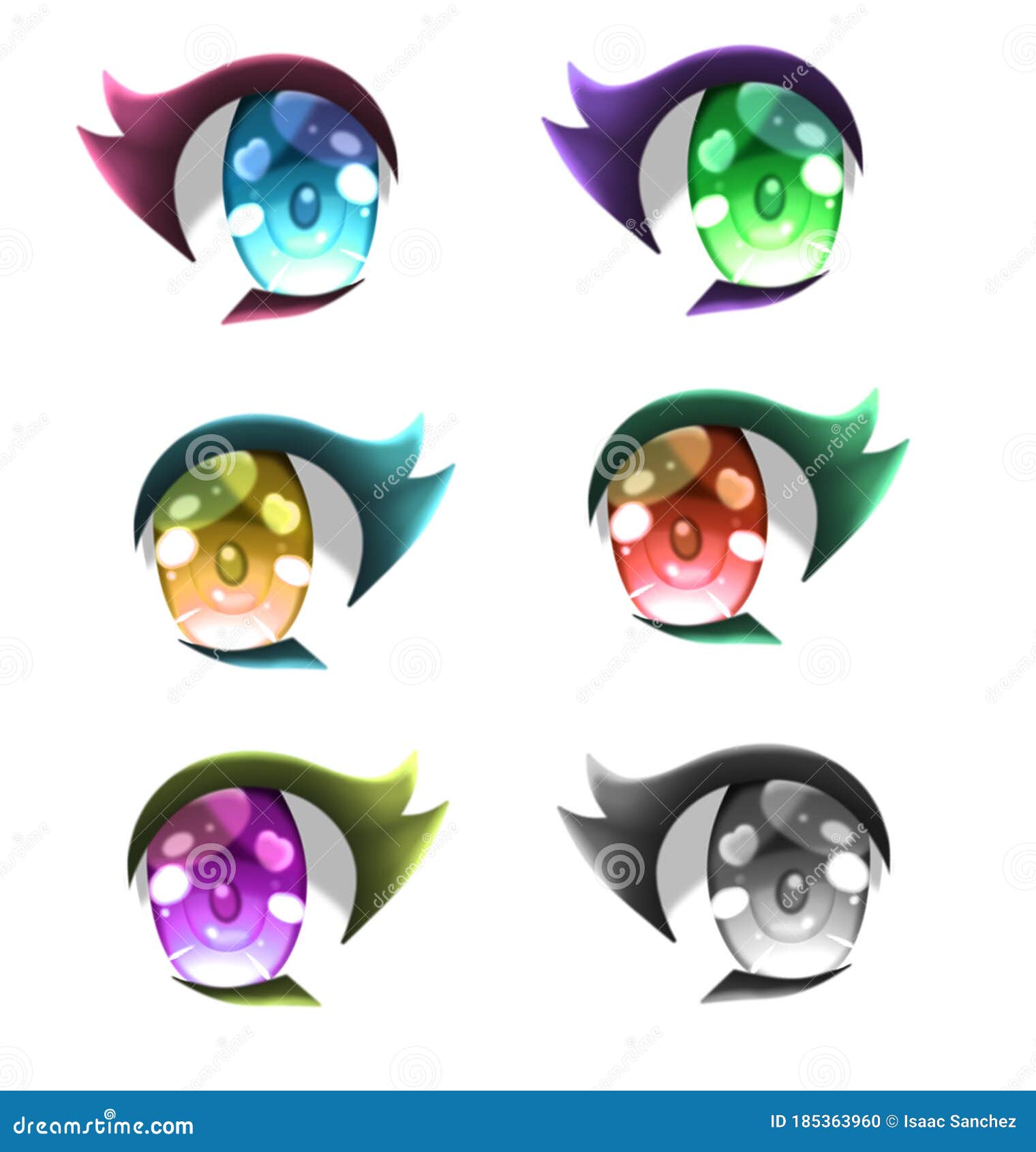 Cute anime eyes stock illustration. Illustration of diagram - 185363960
