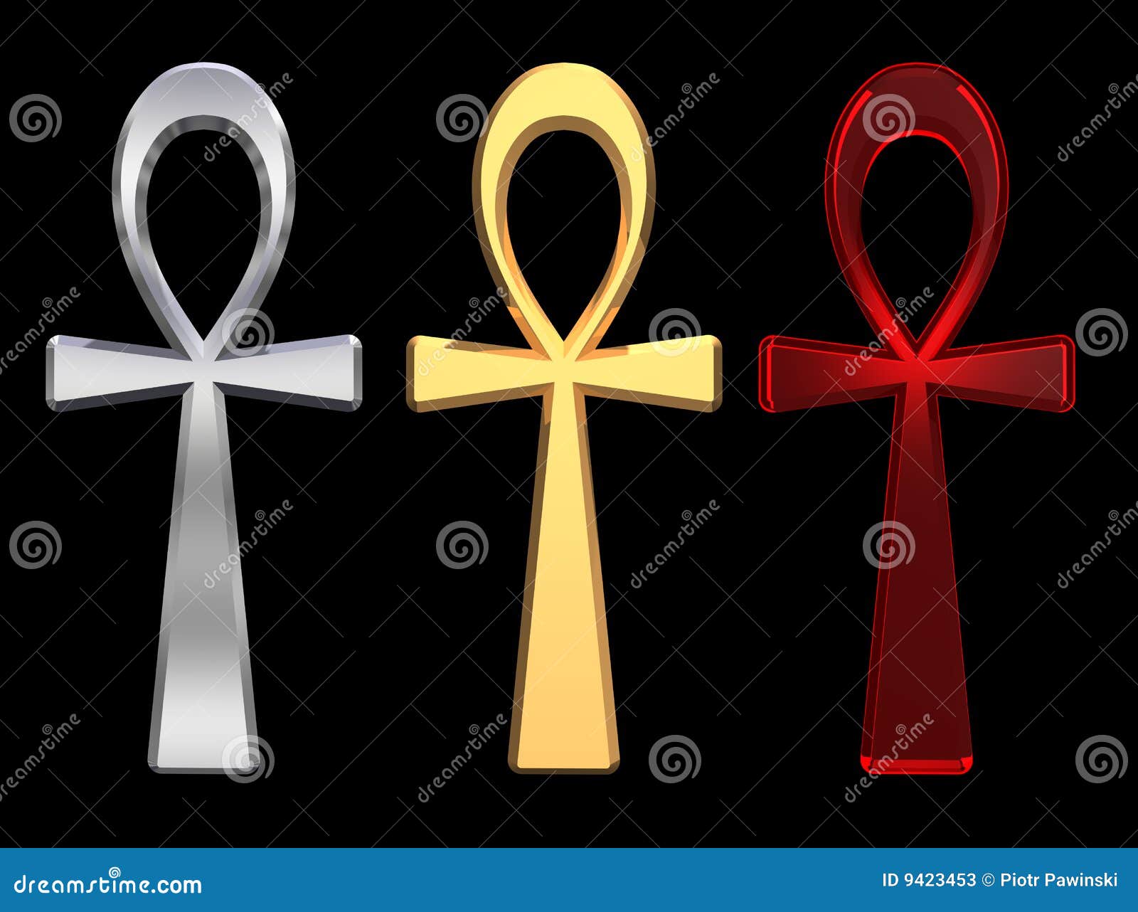 Set of Ankh Symbols Isolated on the Black. Stock Illustration ...
