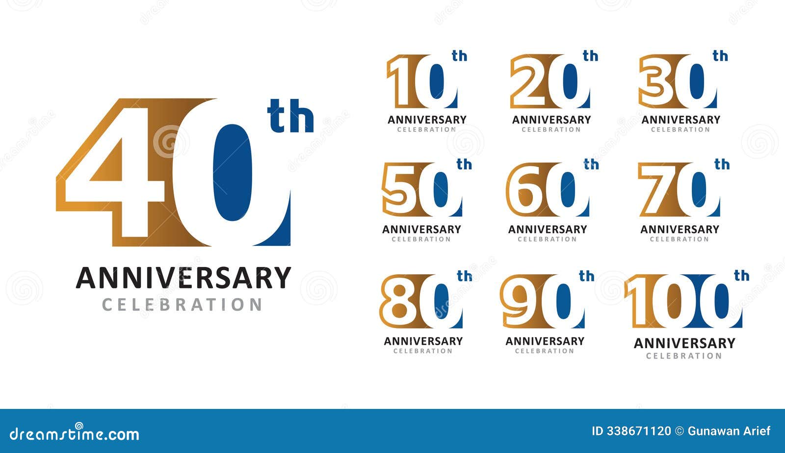 Set of Anniversary Design Modern Square Number Stock Vector ...