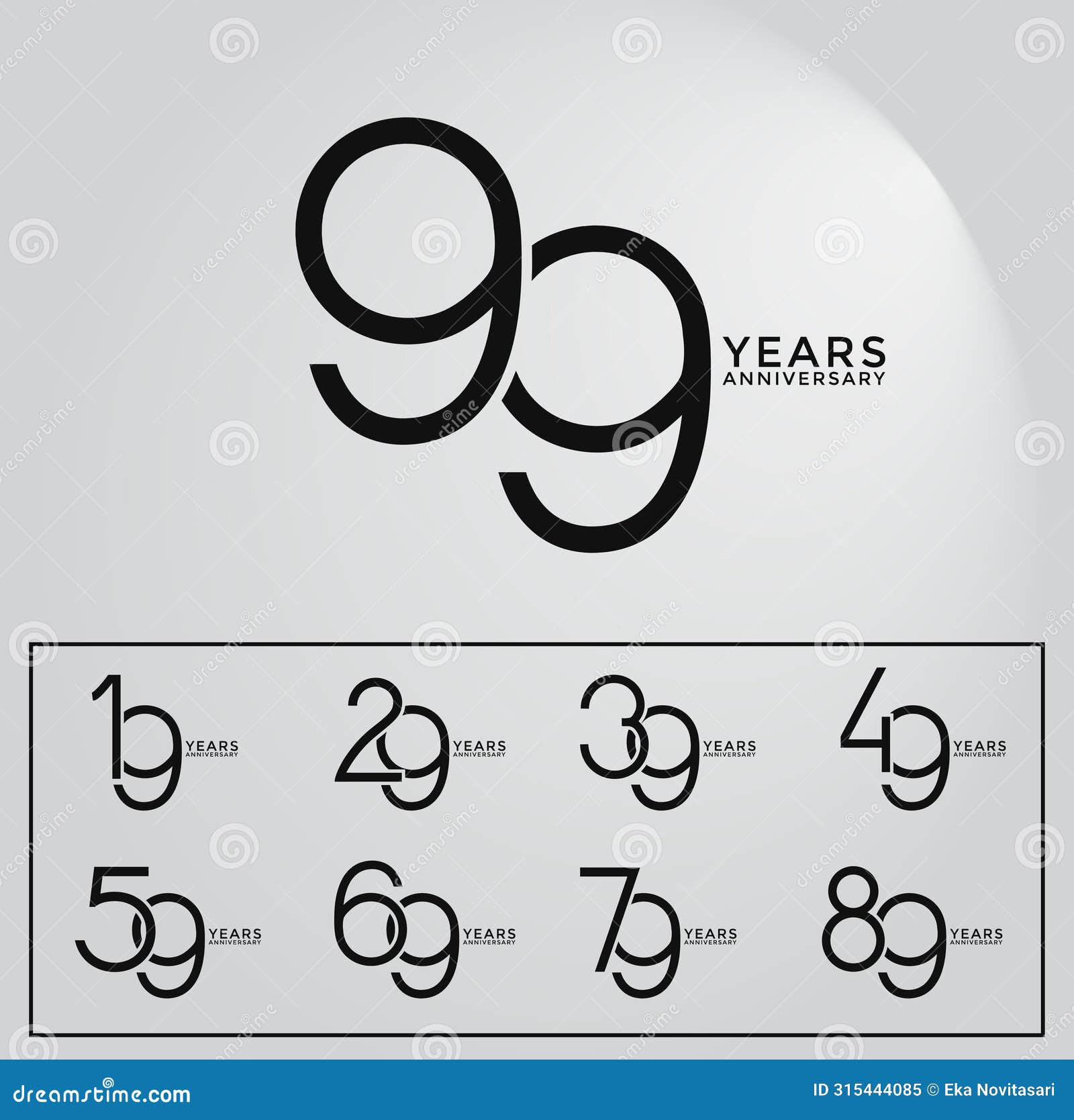 Set Anniversary Flat Black Color Logotype Style with Overlapping Number ...