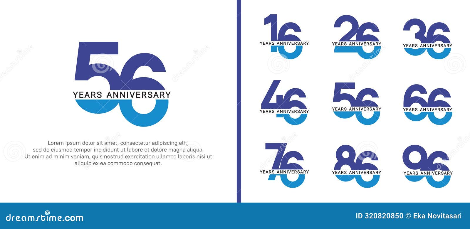 Set of Anniversary Logo Style Blue Color on White Background for ...