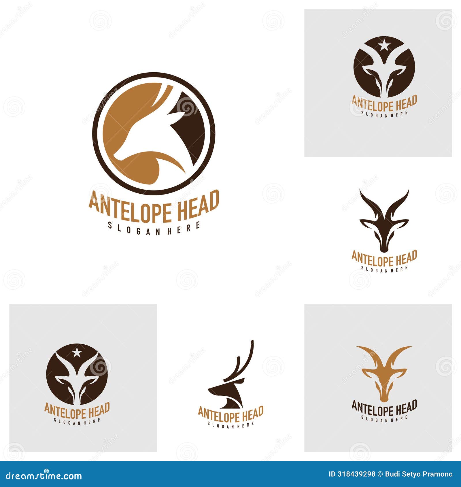Set of Antelope Head Logo Design Vector. Antelope Illustration Logo ...