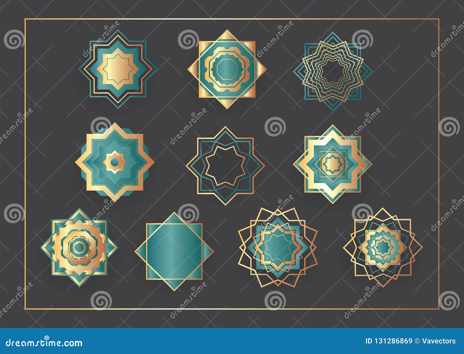 Set of Antique Arabesque of Islamic Patterns Stock Vector ...