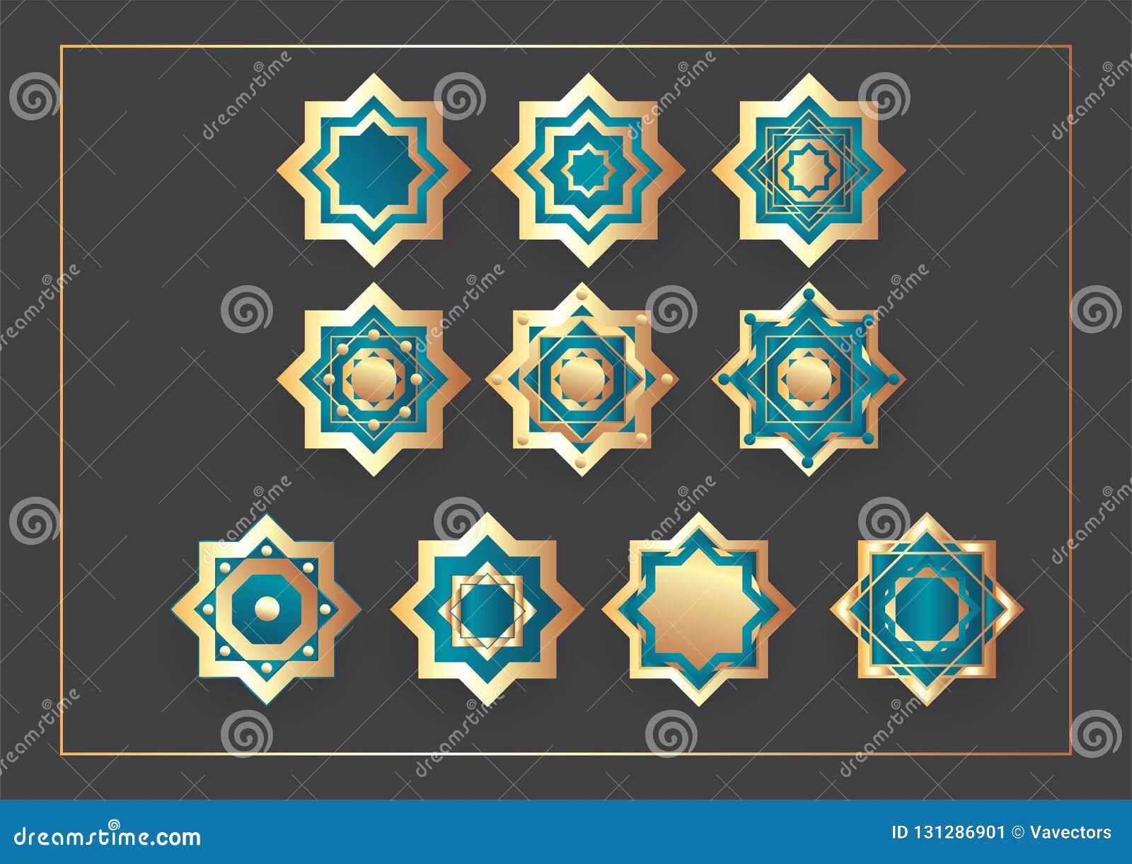 Set of Antique Arabesque of Islamic Patterns Stock Vector ...