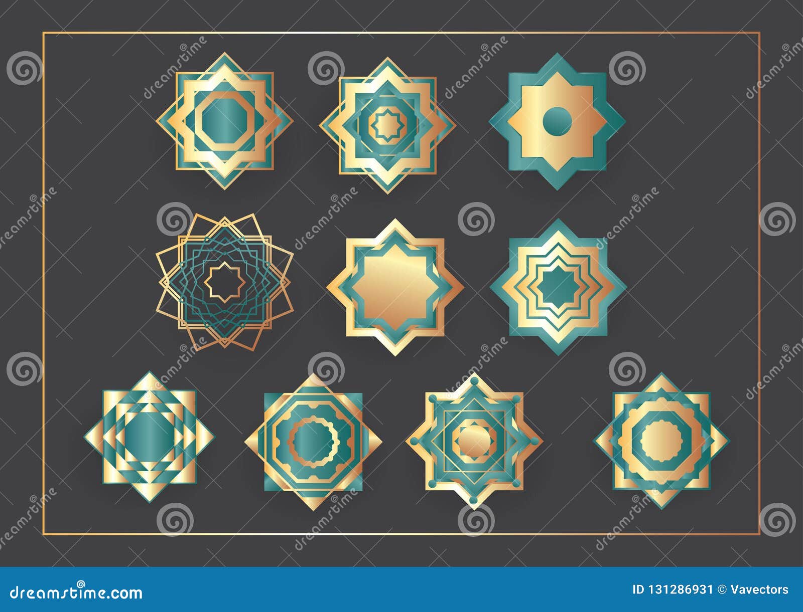 Set of Antique Arabesque of Islamic Patterns Stock Vector ...
