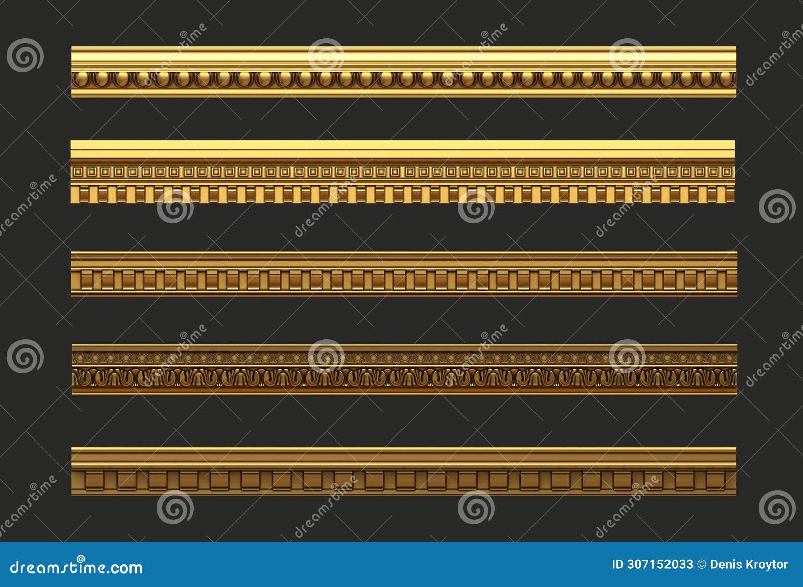 Set of Antique Classical Architectural Cornices Stock Illustration ...
