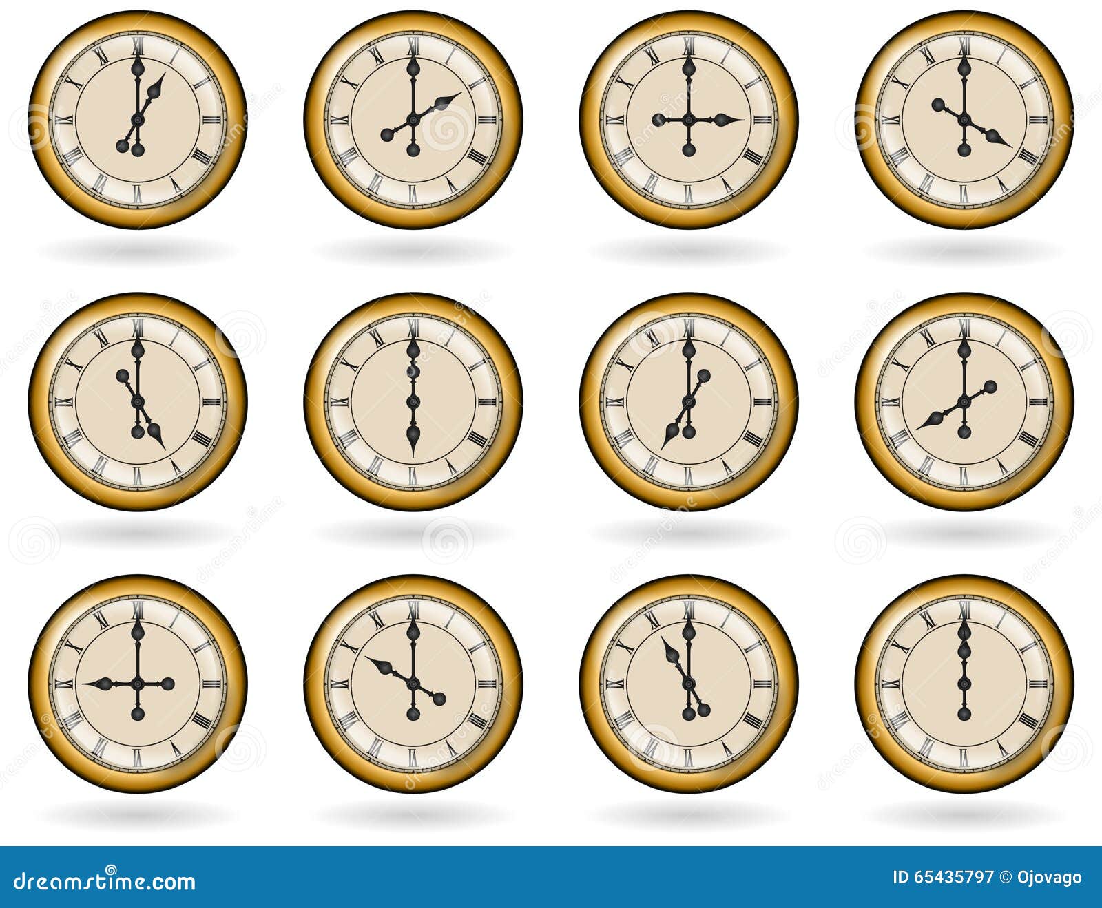 Antique Clocks With Arabic Numerals. Classic And Vintage Round Designs ...