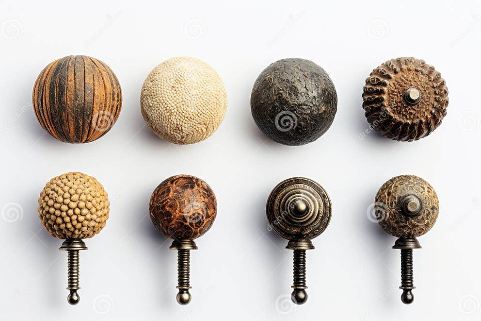 Set of Antique Door Knobs with Different Shapes and Textures Stock ...