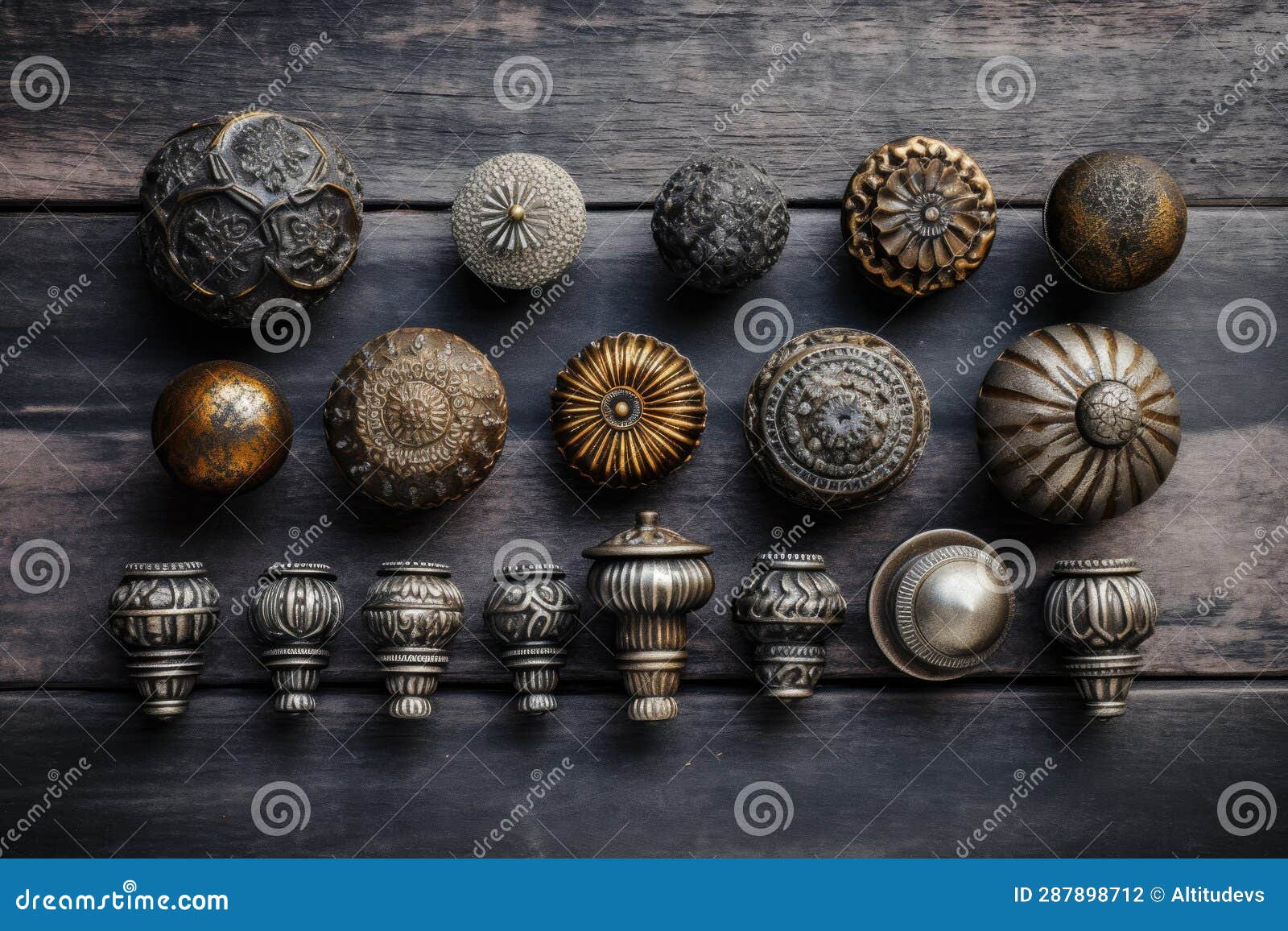 Set of Antique Door Knobs with Different Shapes and Textures Stock Photo - Image of door, metal ...