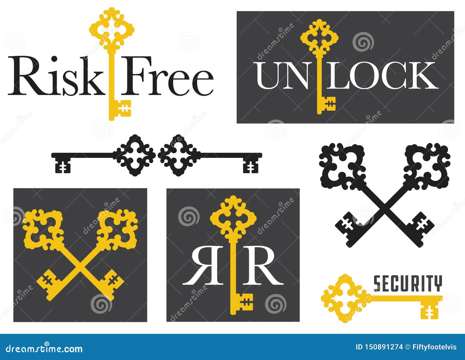 Set of Antique Key Emblem Graphics. Stock Vector - Illustration of ...