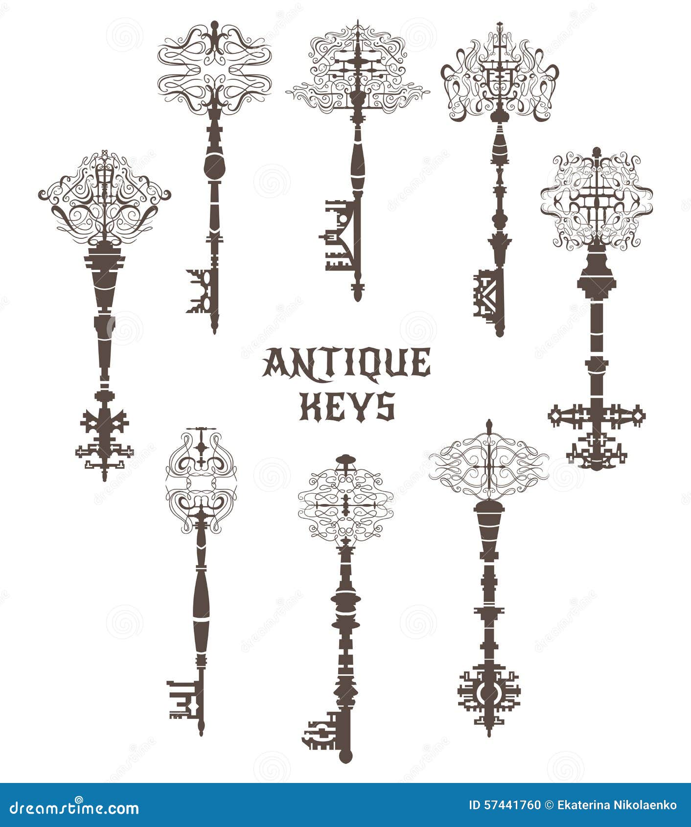 Set of Antique Keys. Vintage Vector Collection. Stock Vector ...