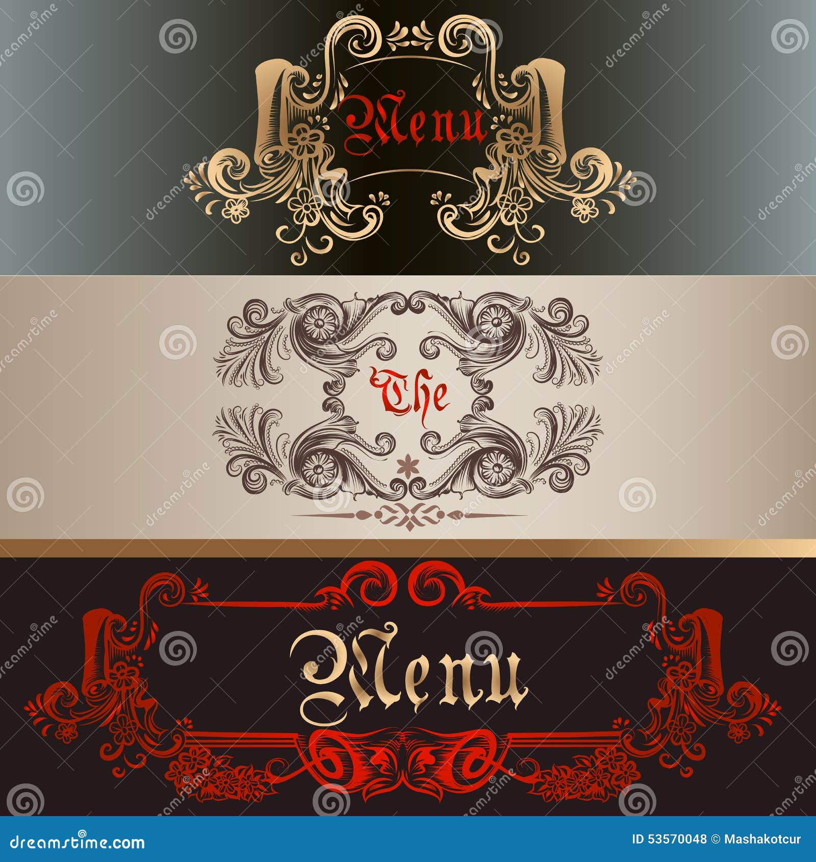 Set of antique menu stock vector. Illustration of marriage - 53570048