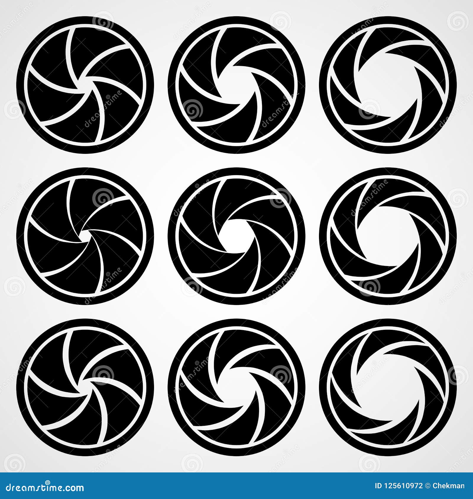 Set of Aperture Icons. Vector Illustration Stock Illustration ...