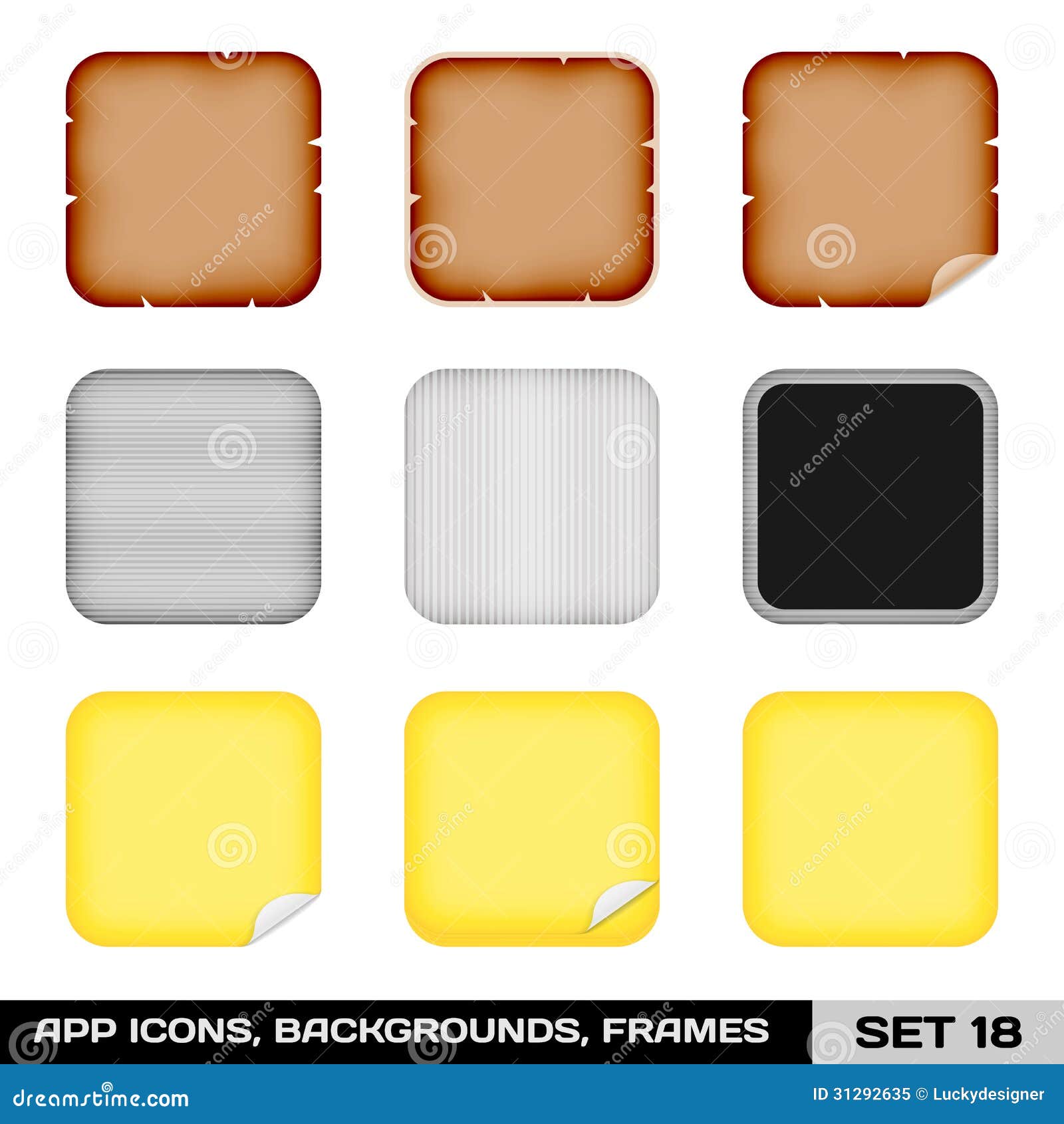 Set of App Icon Frames, Templates, Backgrounds. Set 18 Stock Vector ...