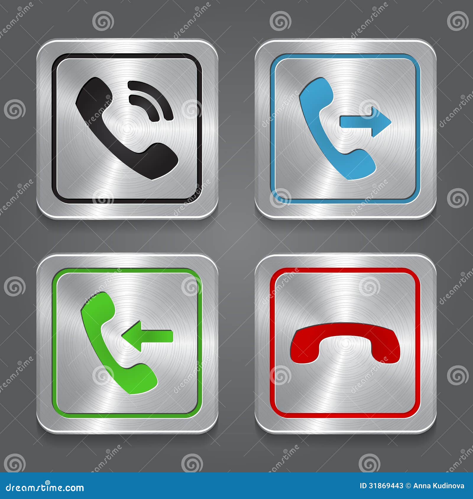 Set App Icons, Metallic Phone Buttons. Stock Vector - Illustration of ...