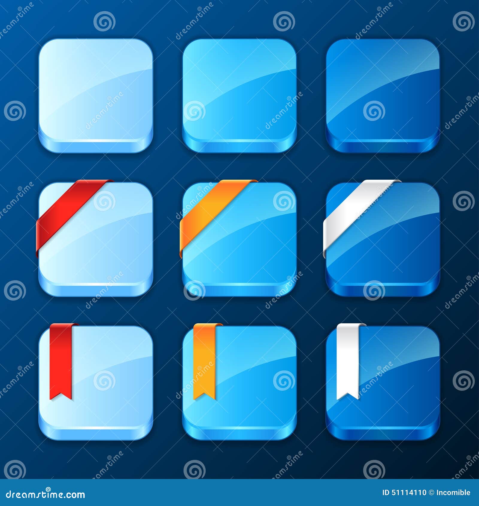 Set of the App Icons with Ribbons and Banners Stock Vector ...