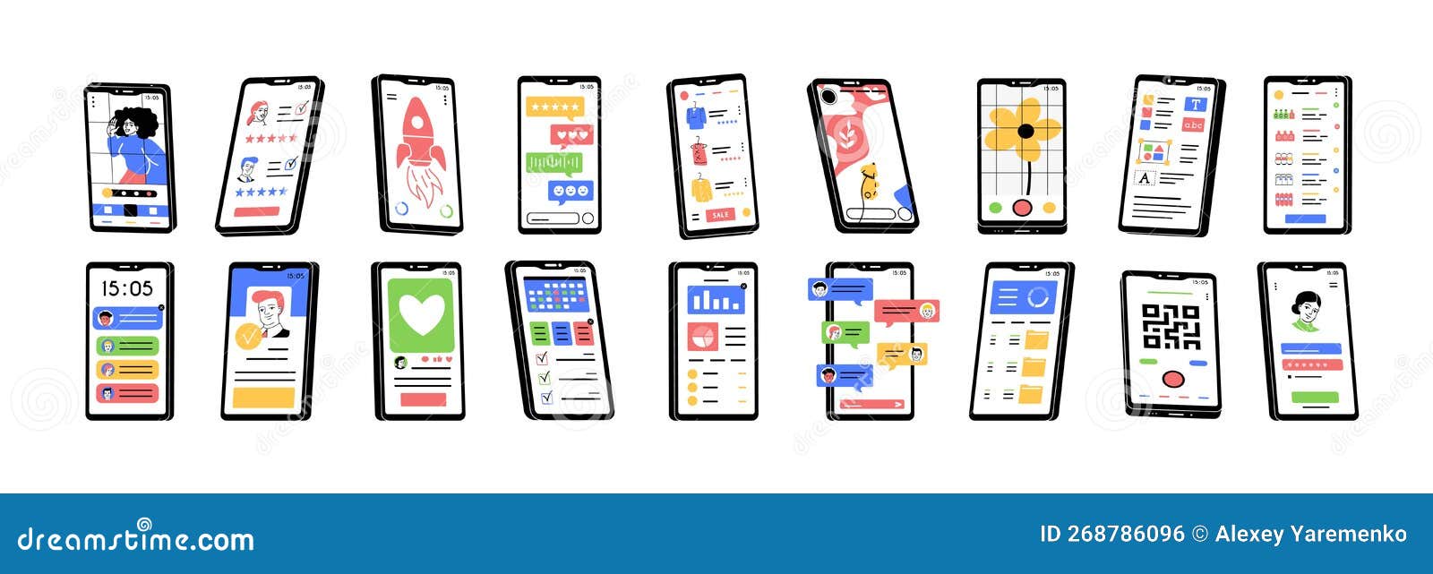 Set app on phone design stock vector. Illustration of schedule - 268786096