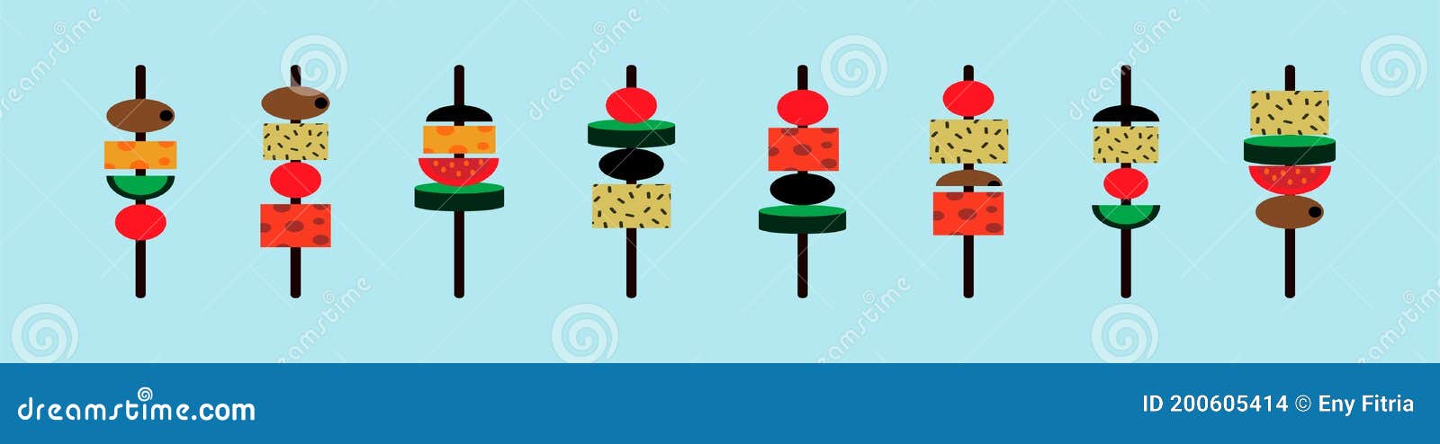 Set of Appetizer Cartoon Icon Design Template with Various Models ...
