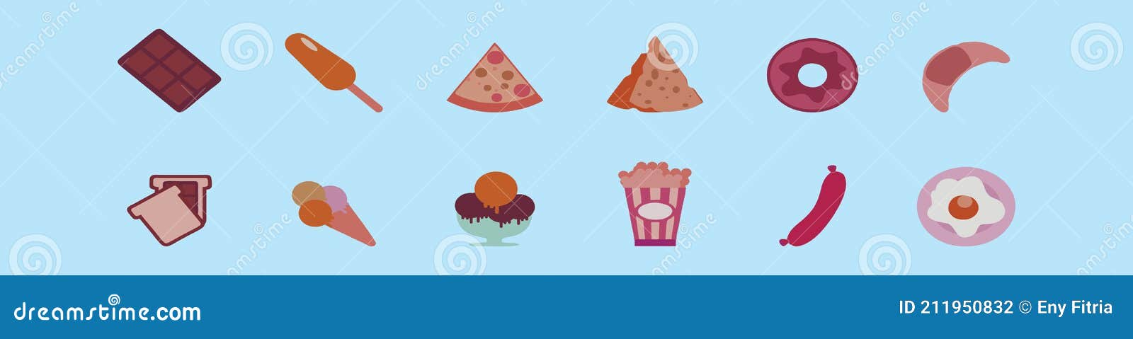Set of Appetizers Cartoon Icon Design Template with Various Models ...