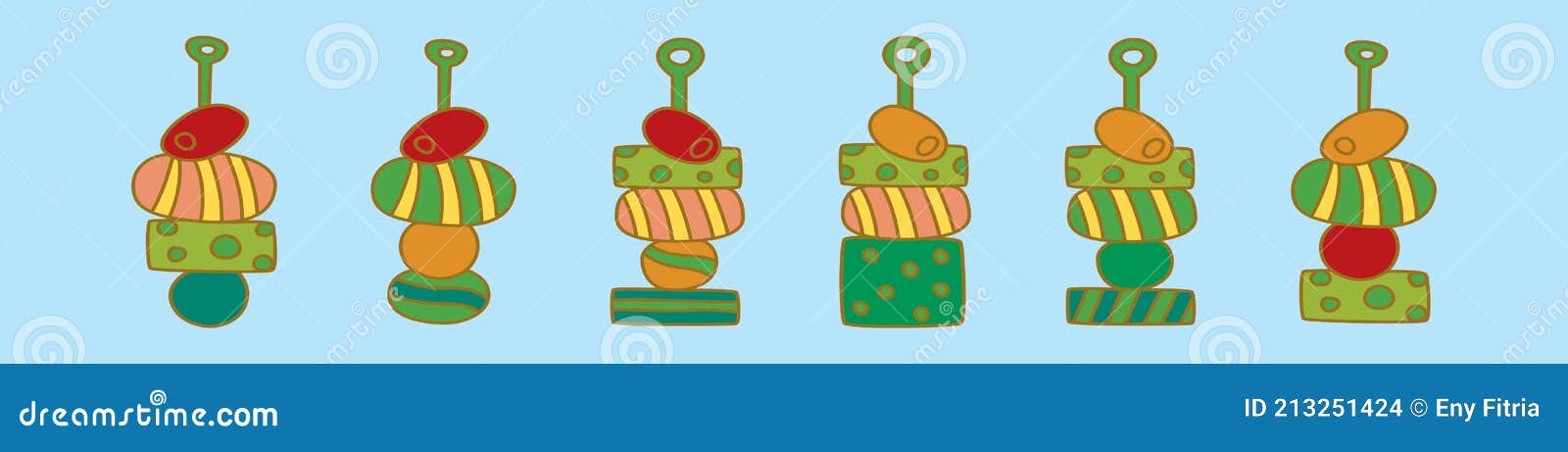 Set of Appetizers Cartoon Icon Design Template with Various Models ...